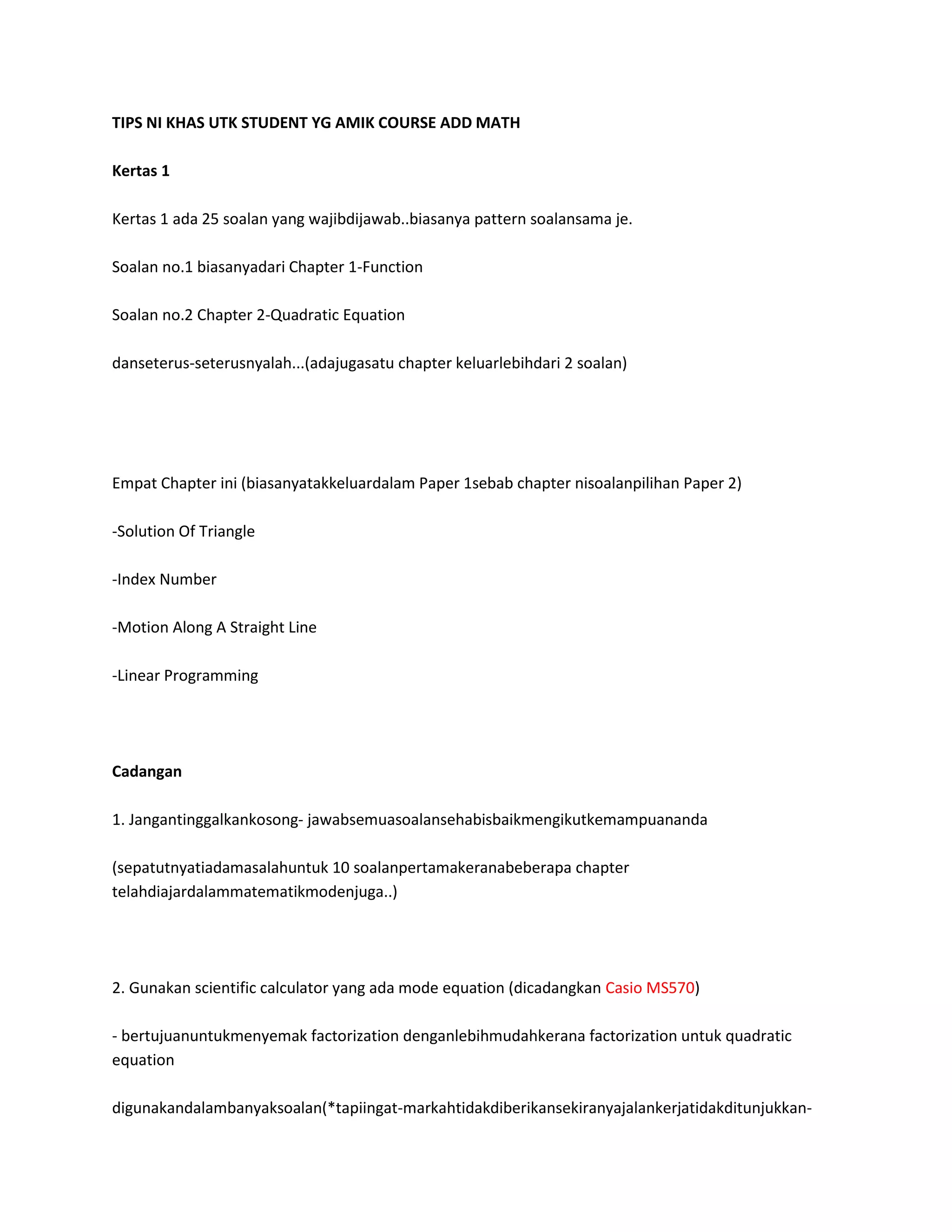 Tips ni khas utk student yg amik course add math | PDF