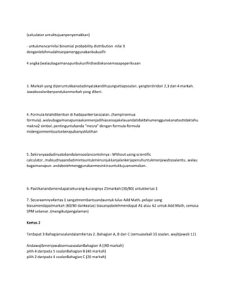 Tips ni khas utk student yg amik course add math | DOCX