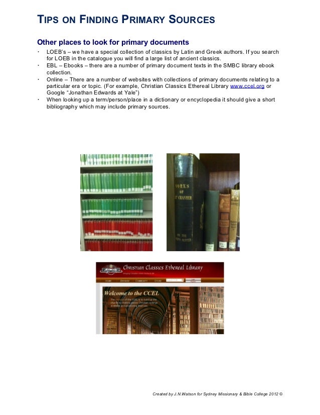 Tips on finding primary documents Tips on finding primary documents