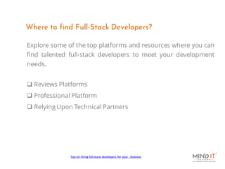 Tips on Hiring Full-Stack Developers for Your Business | PDF