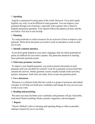 Tips on How to Improve your Grammar | PDF