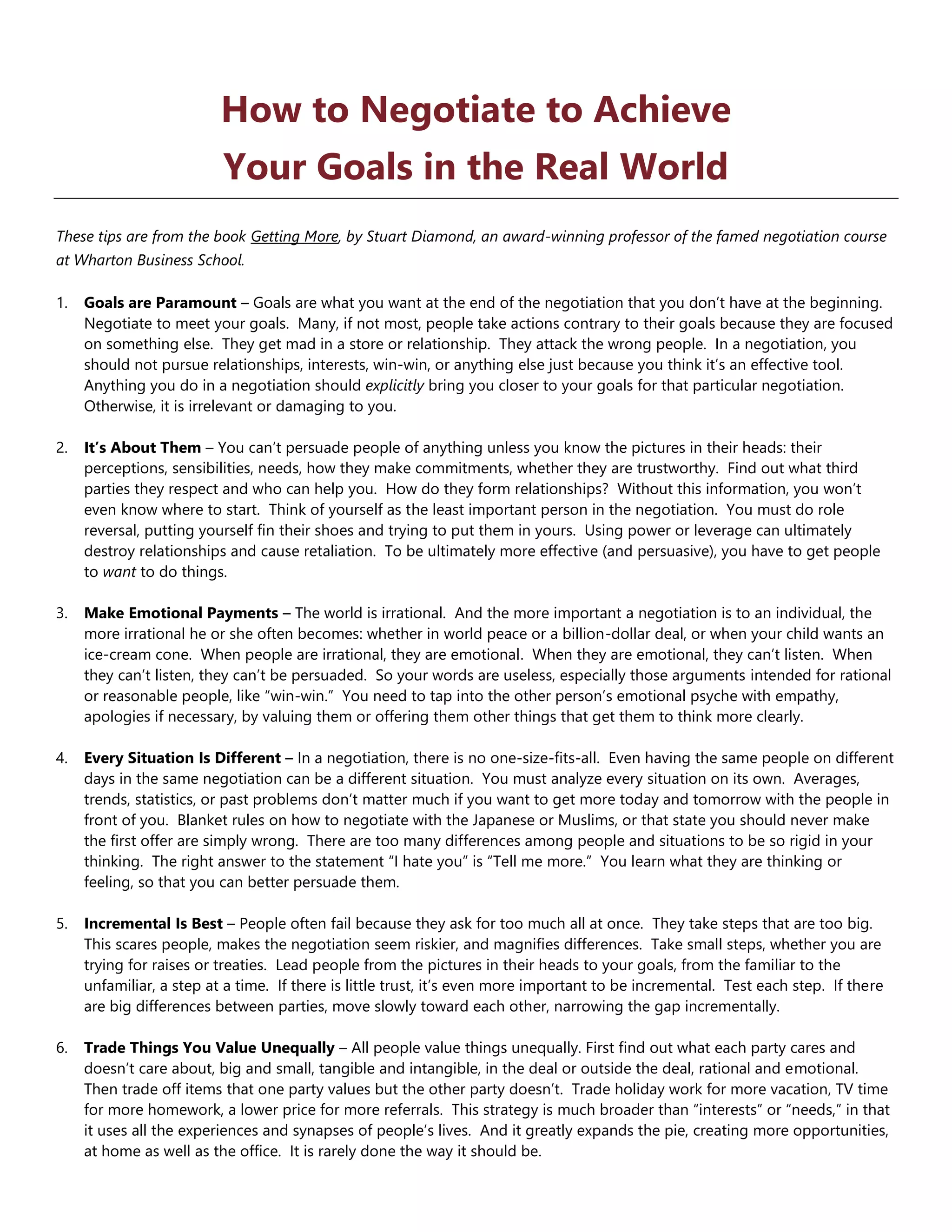 Tips on how to negotiate to achieve your goals | PDF