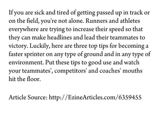 Tips on how to run faster short distance and long distances | PPT