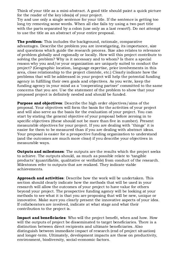 Tips on how to write a good proposal