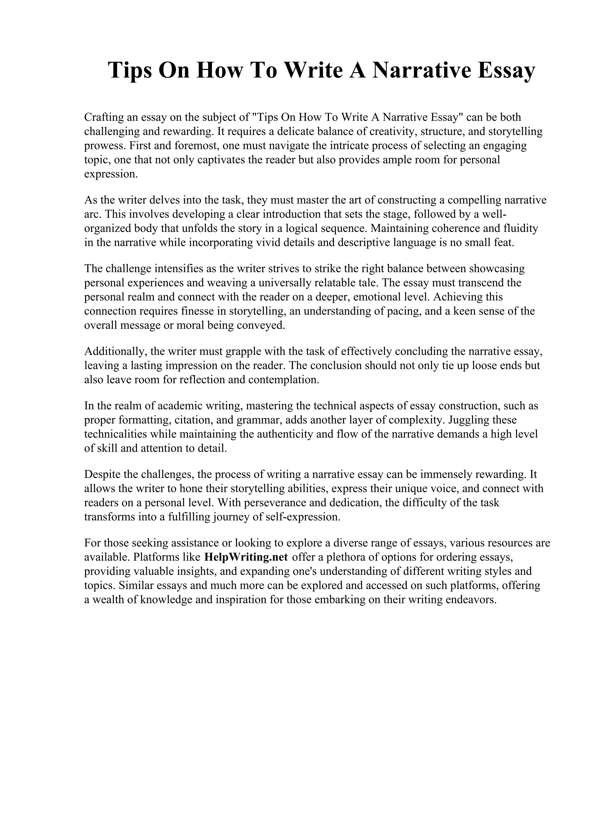 Tips On How To Write A Narrative Essay.pdf