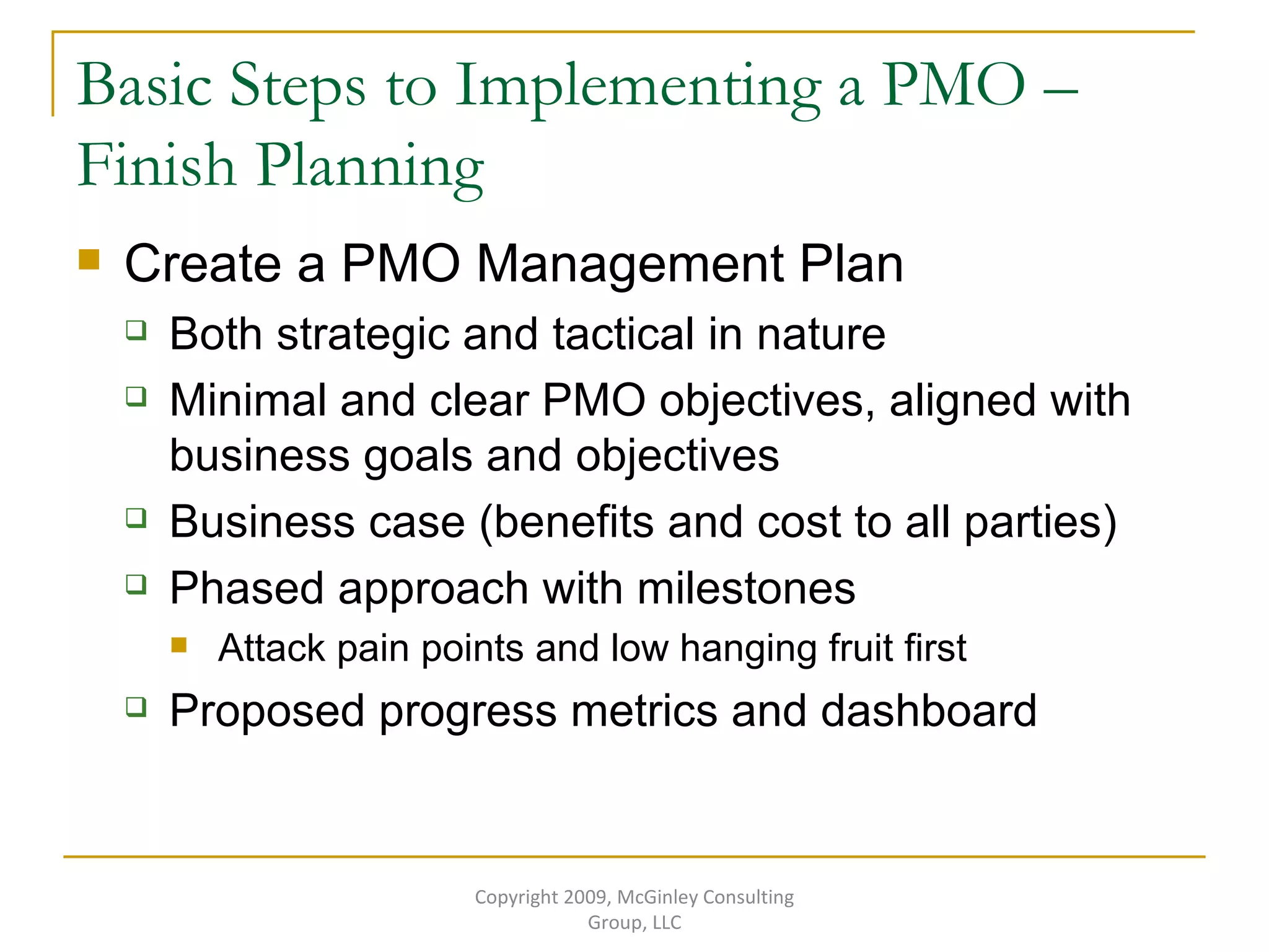Tips on Implementing a PMO | PPT