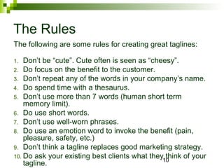 Tips on making great taglines | PPT
