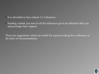 Tips on References and Letters of Recommendation | PPT