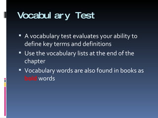 Tips on taking a vocabulary test97 | PPT