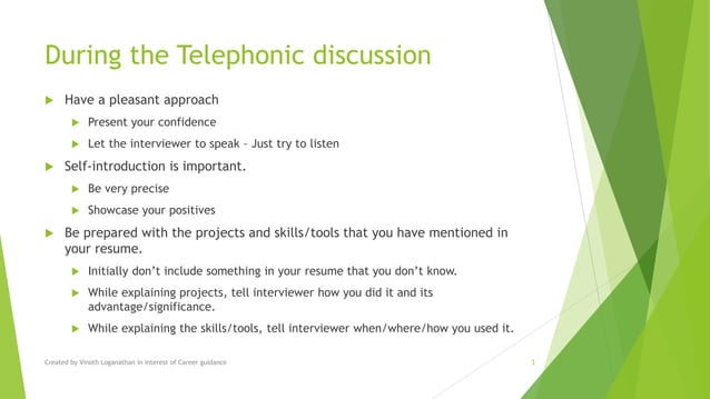 Tips on telephonic discussion with technical HR | PPT