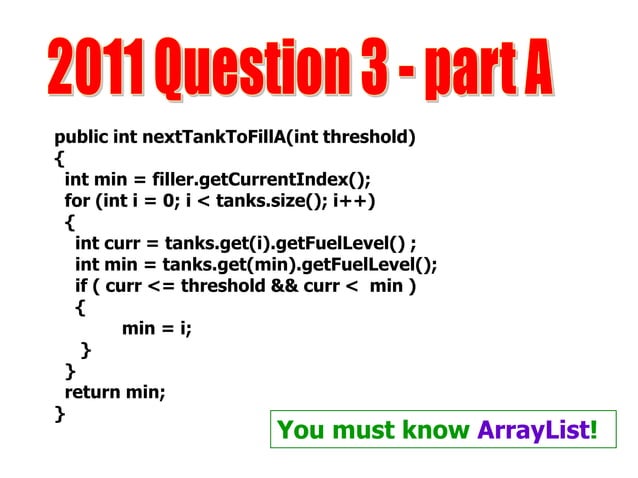 AP Computer Science AP Review 2011 FRQ Questions | PPT