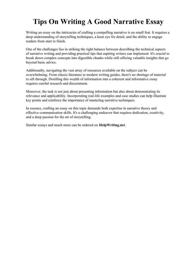 Tips On Writing A Good Narrative Essay. Check my Essay: Narrative writing tips | PDF