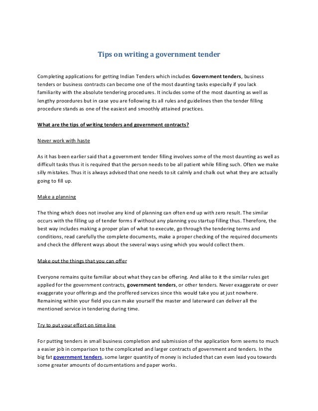 Tips on writing a government tender
