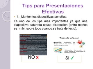Tips para presentaciones efectivas | PPTX | Desktop Publishing | Computer Software and Applications