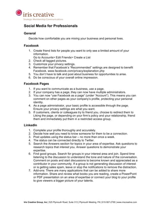 Tips for Professional Use of Social Media | PDF