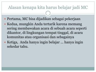 Tips sukses menjadi mc | PPTX