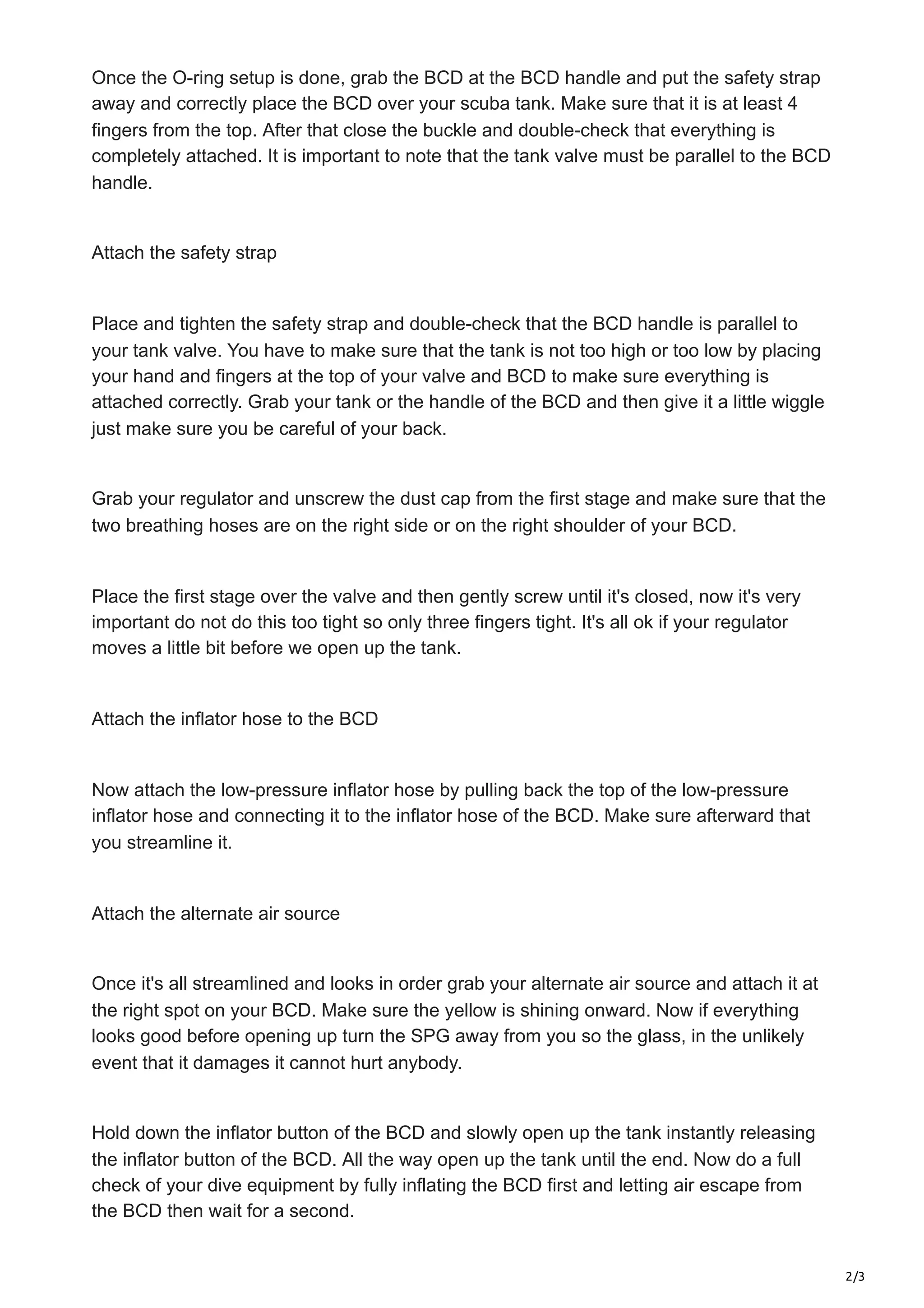 Learn how to step by step assemble scuba diving equipment | PDF