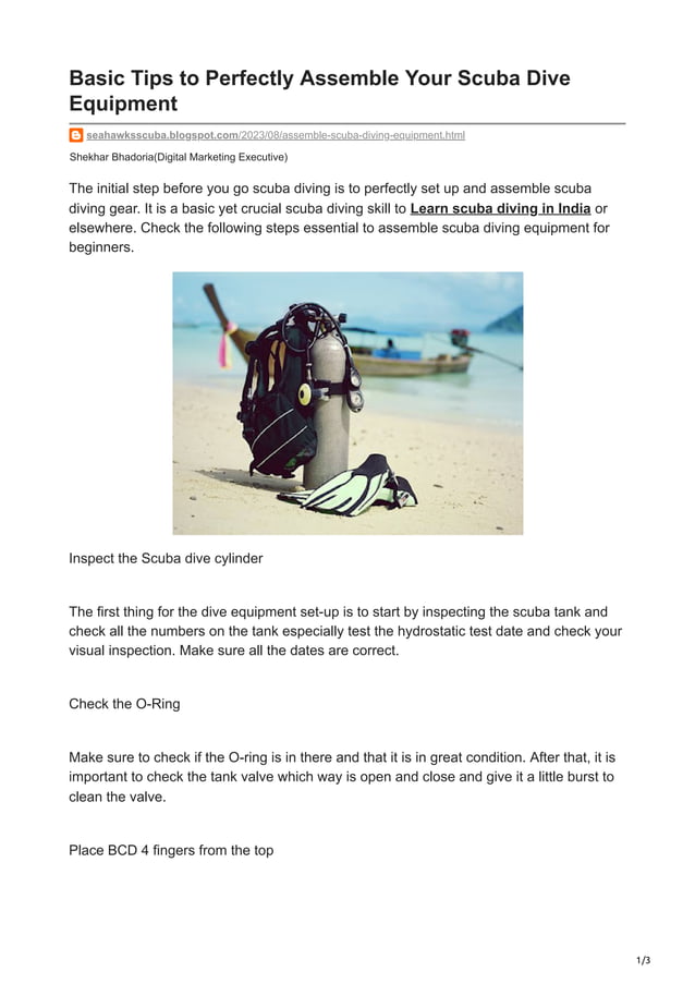 Learn how to step by step assemble scuba diving equipment | PDF