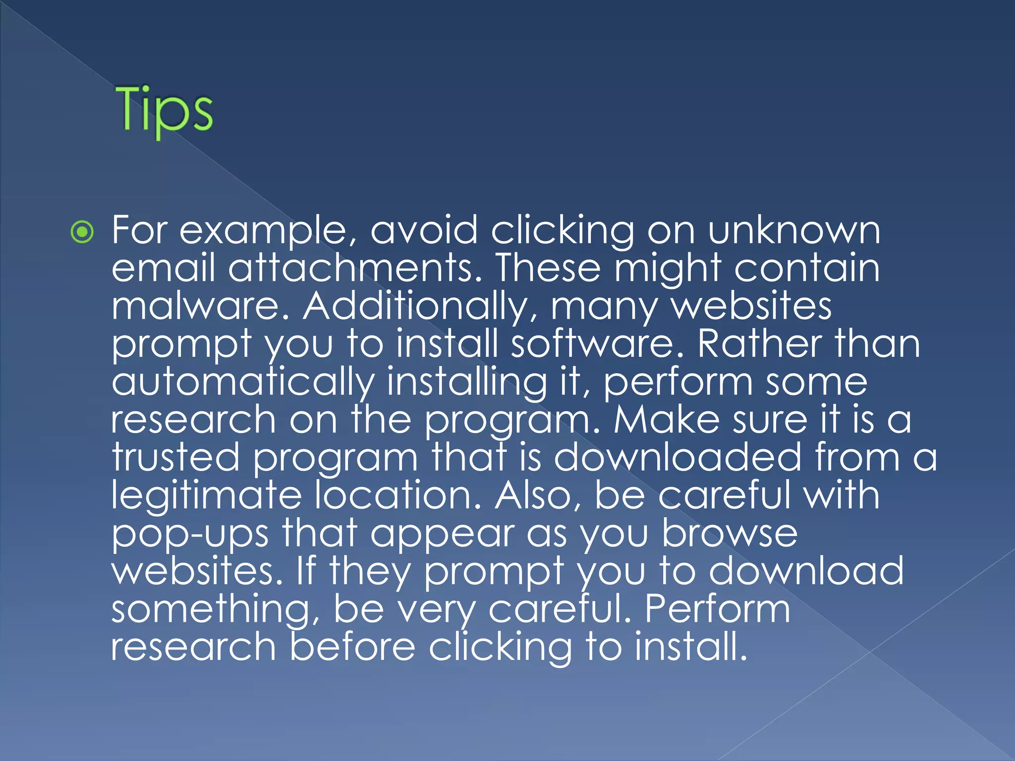 Tips to avoid malware | PPTX