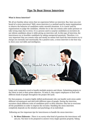 Tips to beat stress interview | PDF
