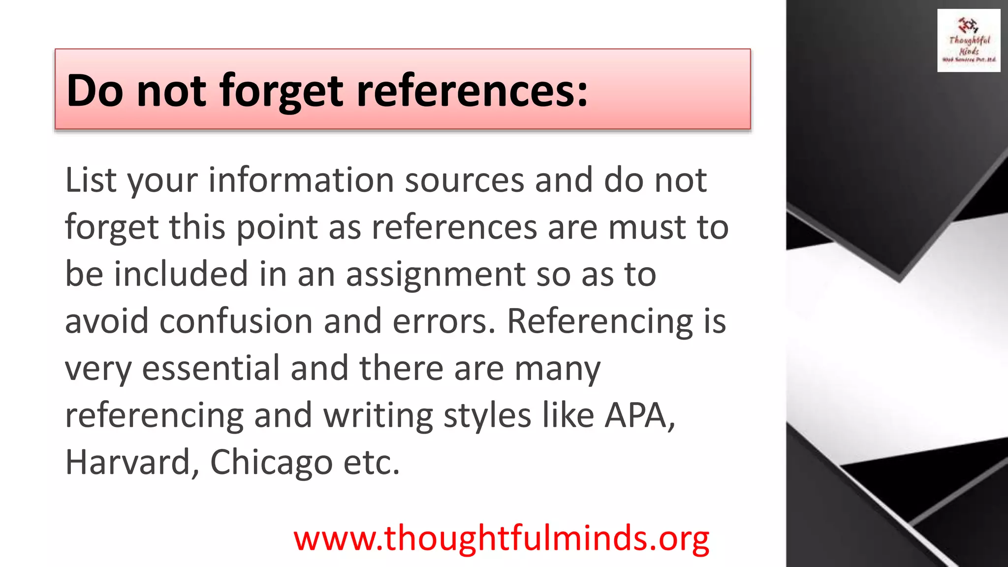 Tips to begin writing your assignment thoughtful minds | PPTX