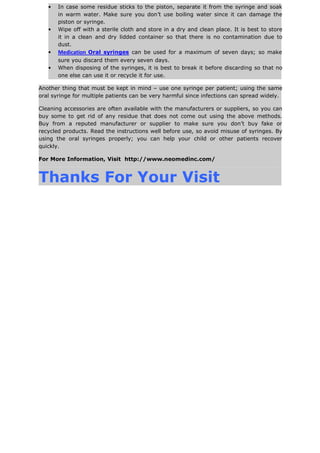 Tips to Clean Medication Oral Syringes | PDF