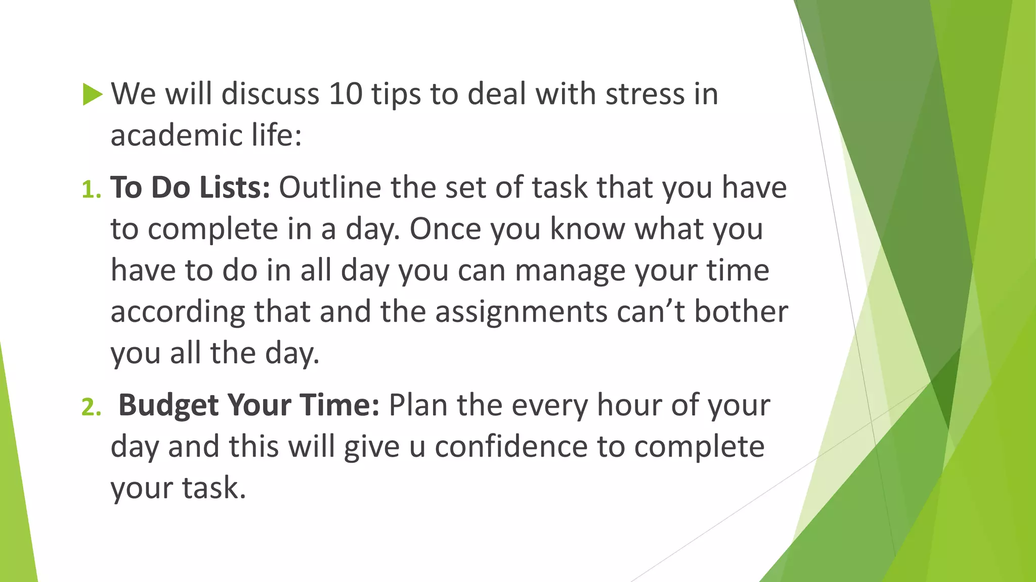 10 Tips to Deal With Academic Stress | PPT