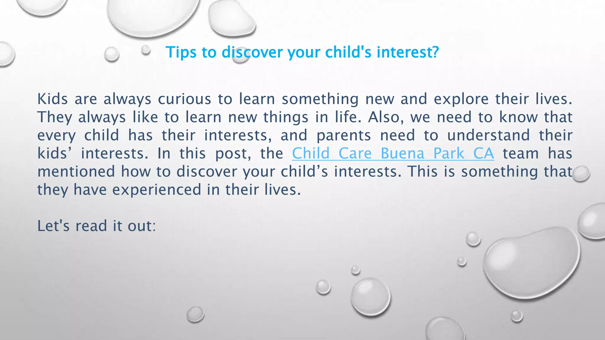 Tips to discover your child's interest | PPTX