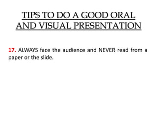 Tips to do a good oral and visual | PPT