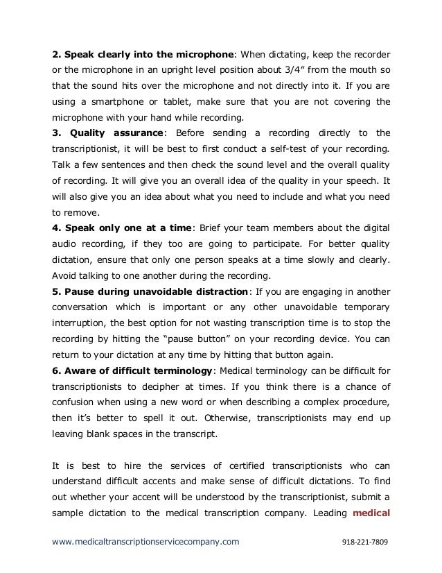 Tips to Ensure Accurate Transcription from Your Medical Dictation