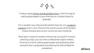 Tips to find good project project topics for your graduate research | PDF