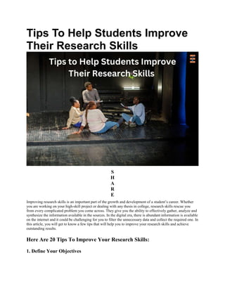 20 Tips To Improve Your Research Skills | Future Education Magazine | PDF