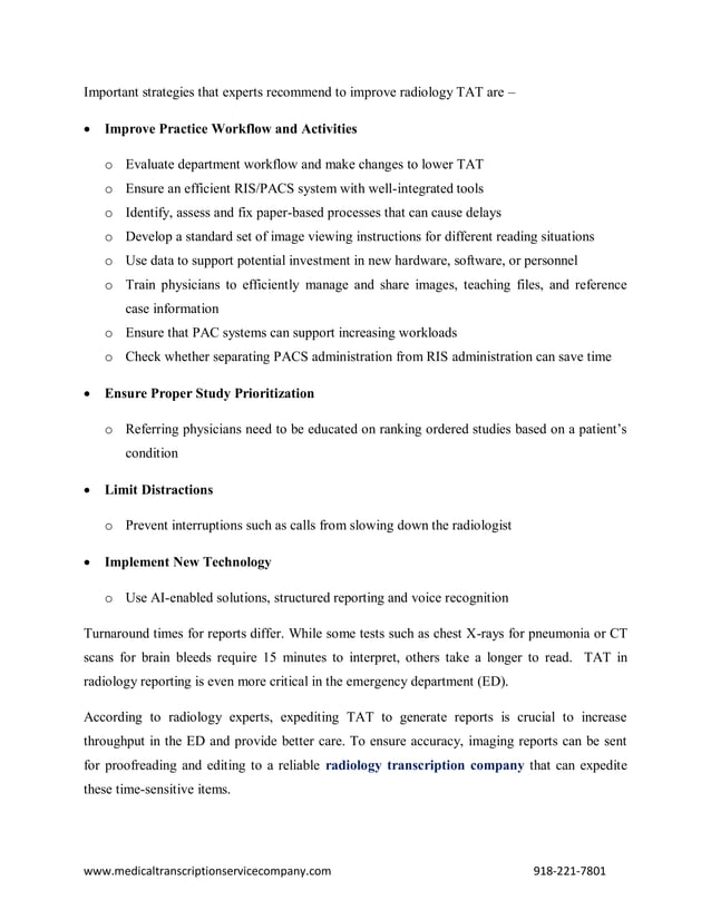 Tips to Improve Diagnostic Radiology Report TAT | PDF