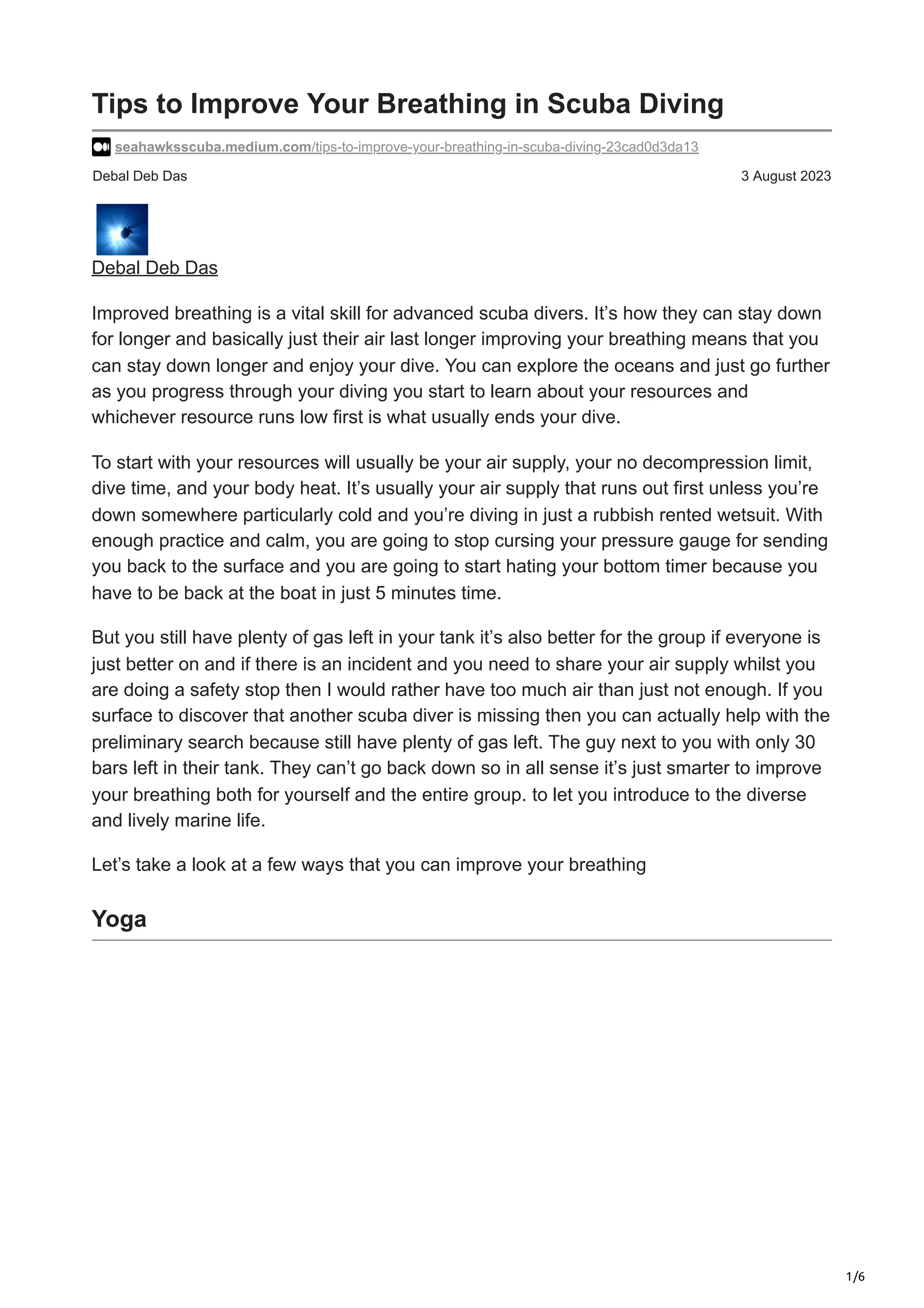 Essential Tips to Improve Your Breathing Rate in Scuba Diving | PDF ...