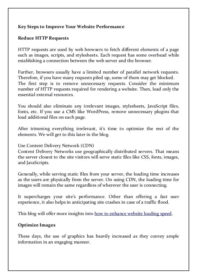 Tips to improve your website performance | PDF