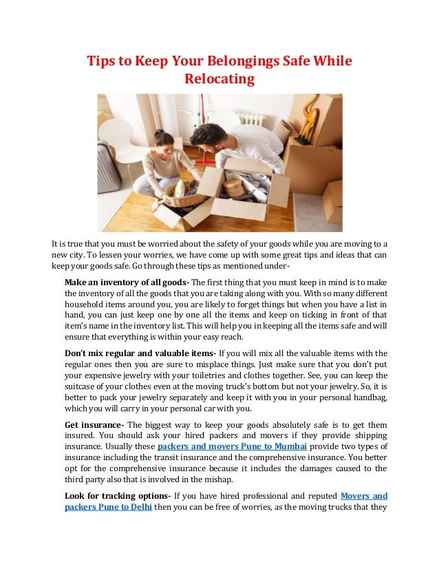 Tips to keep your belongings safe while relocating Tips to keep your belongings safe while relocating