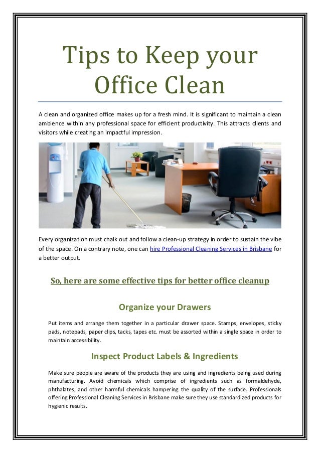 Tips To Keep Your Office Clean