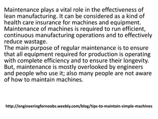 Tips to maintain simple machines | PPT