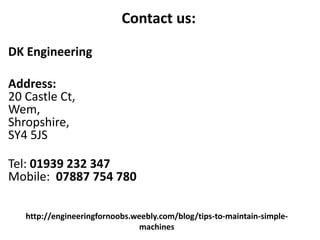 Tips to maintain simple machines | PPT