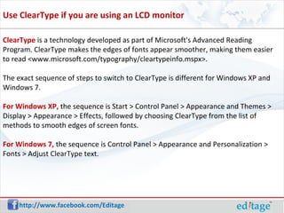 Tips to make reading from the computer screen easier | PPT | Technology & Computing