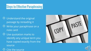Tips To Paraphrase to Avoid Plagiarism | PPT