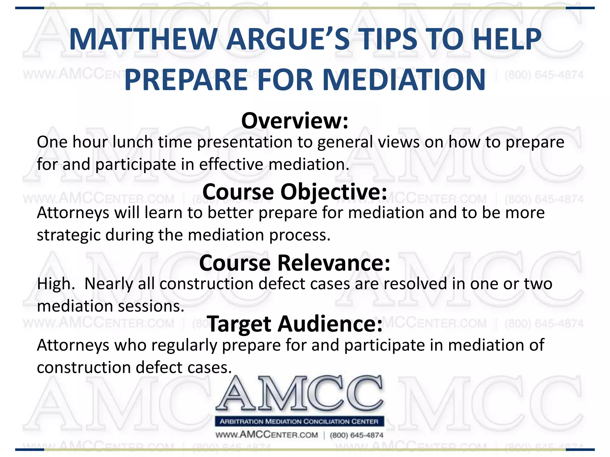 Tips to Prepare for Mediation | PPTX
