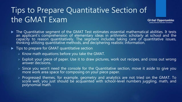 Tips to prepare quantitative section of the gmat exam | PPTX