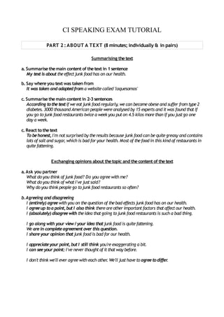 Tips to prepare the 3rd level oral exam 1 | PDF | Food & Drink