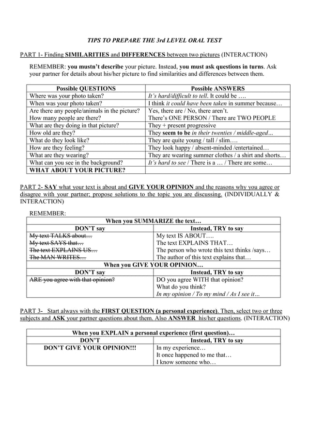 Tips to prepare the 3rd level oral exam 2 | PDF