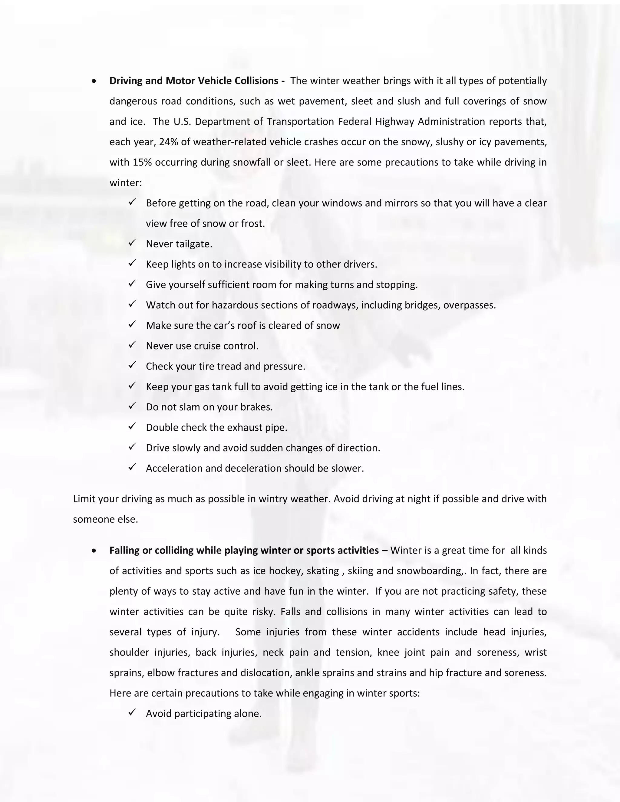 Tips to Prevent Winter-related Injuries | PDF