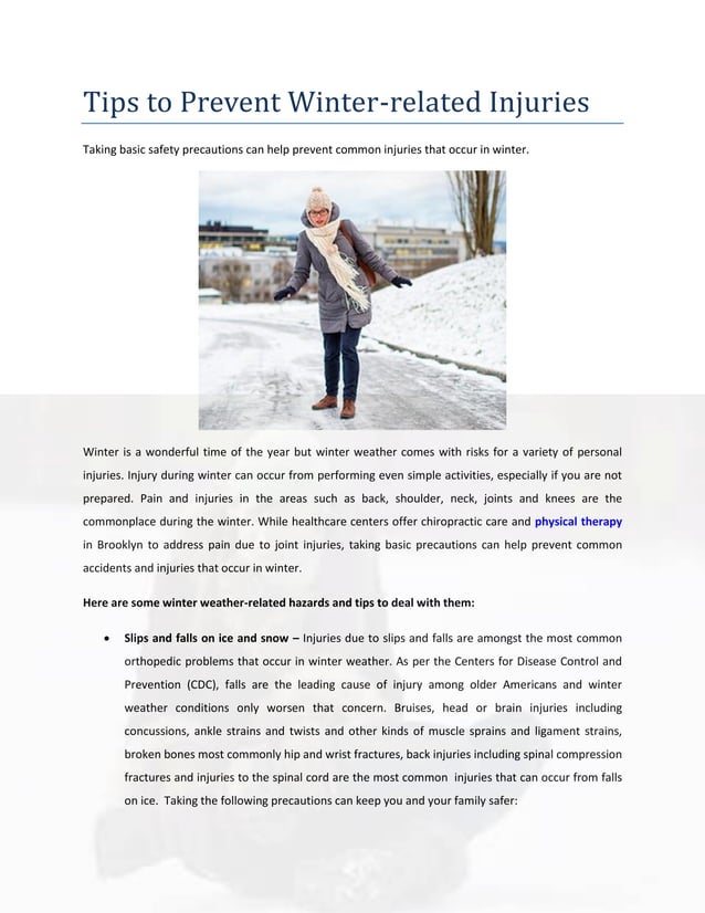 Tips to Prevent Winter-related Injuries | PDF