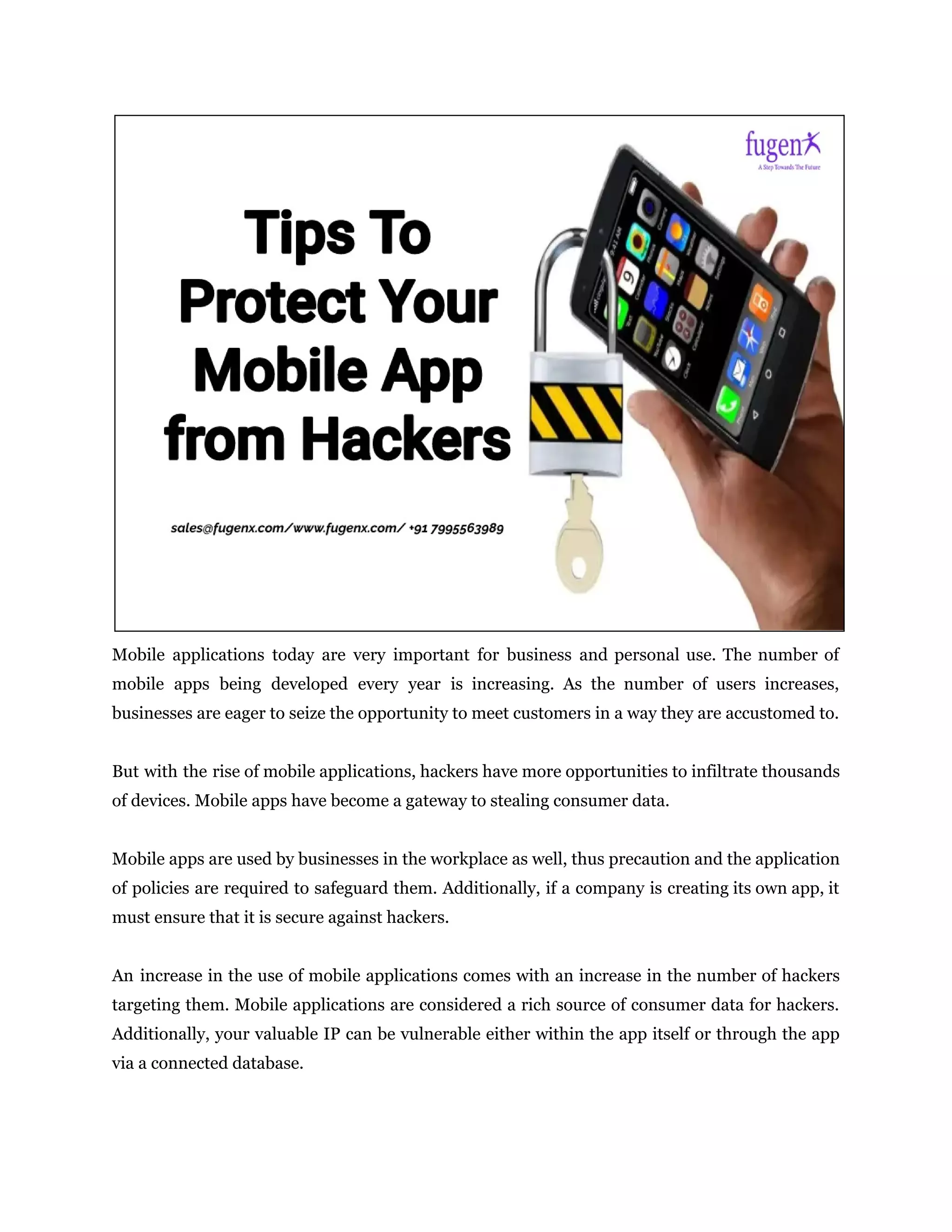 Tips To Protect Your Mobile App From Hackerspdf