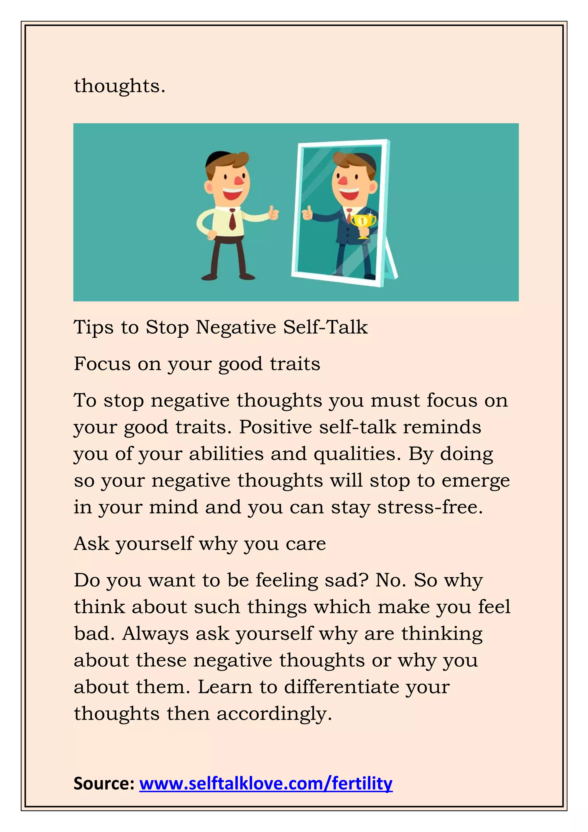 Tips to stop negative self | DOC | Mental Health | Diseases and Conditions