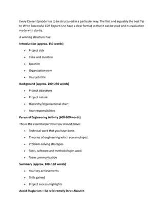 Tips to Write Successful CDR Report: A Guide for Engineers | PDF